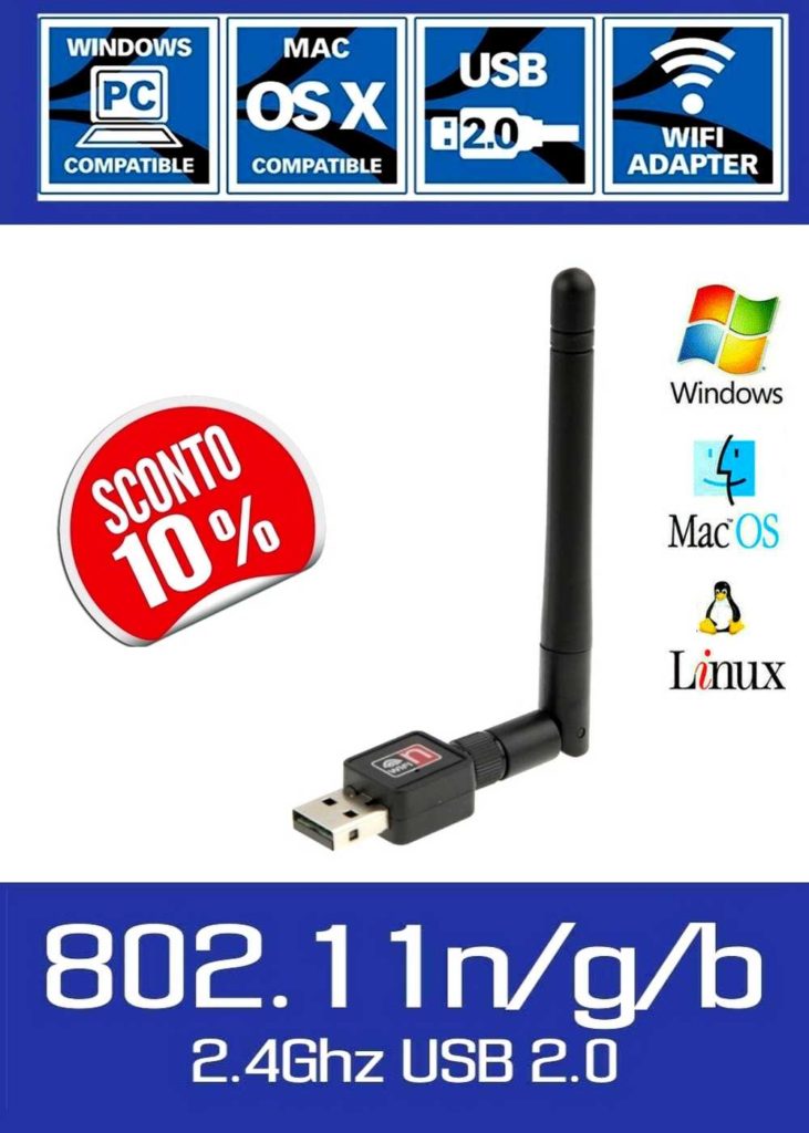 Antenna WiFi USB per PC Windows Linux Mac - La Tecnologia del futuro..